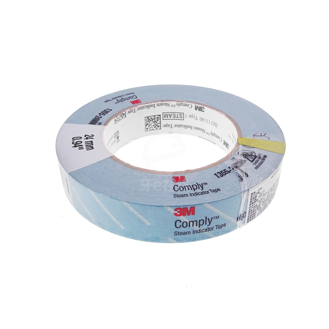 3M 一次性包装材料专用灭菌指示胶带（压力蒸汽）1355、美国3M、美国,消毒指示带,1355,1355 24mm*55m ...